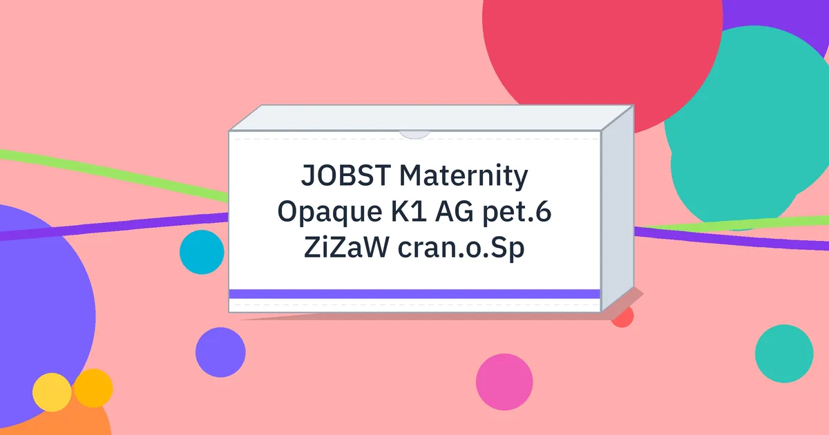 Symbolbild: Packung mit der Aufschrift JOBST Maternity Opaque K1 AG pet.6 ZiZaW cran.o.Sp (PZN 15857404) – Verfügbarkeit und Bezug in Apotheken in Frankfurt am Main