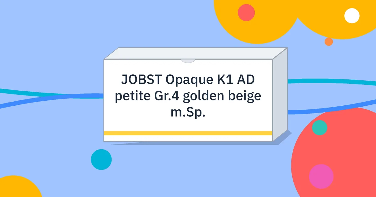 Symbolbild: Packung mit der Aufschrift JOBST Opaque K1 AD petite Gr.4 golden beige m.Sp. (PZN 16263799) – Verfügbarkeit und Bezug in Apotheken in Frankfurt am Main