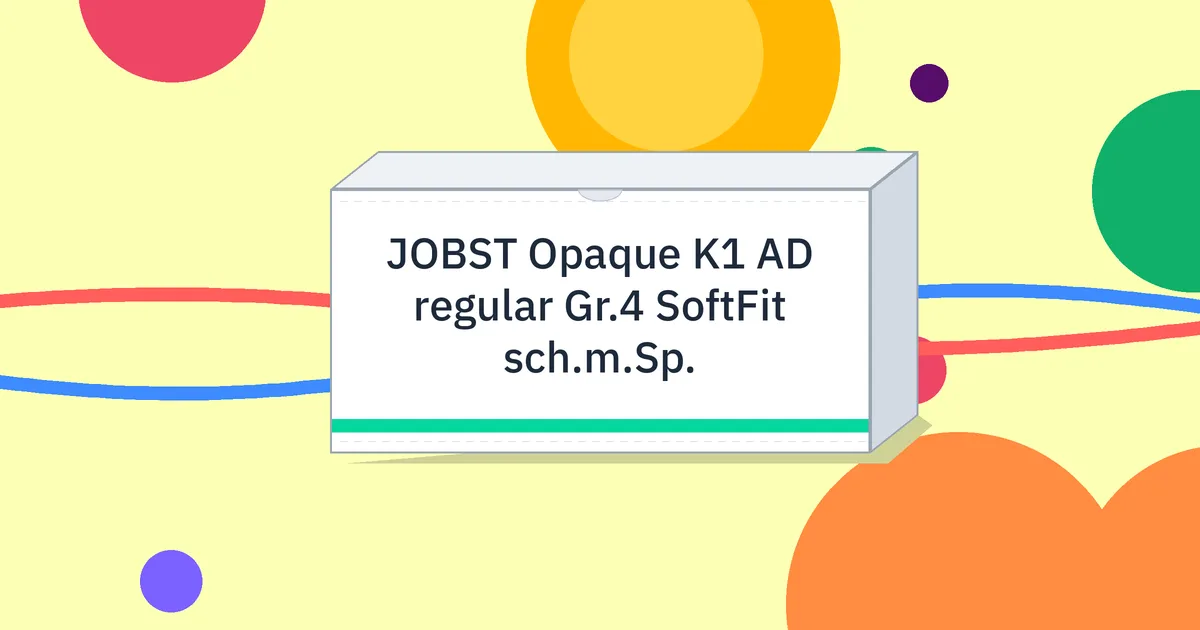 Symbolbild: Packung mit der Aufschrift JOBST Opaque K1 AD regular Gr.4 SoftFit sch.m.Sp. (PZN 13082063) – Verfügbarkeit und Bezug in Apotheken in Frankfurt am Main