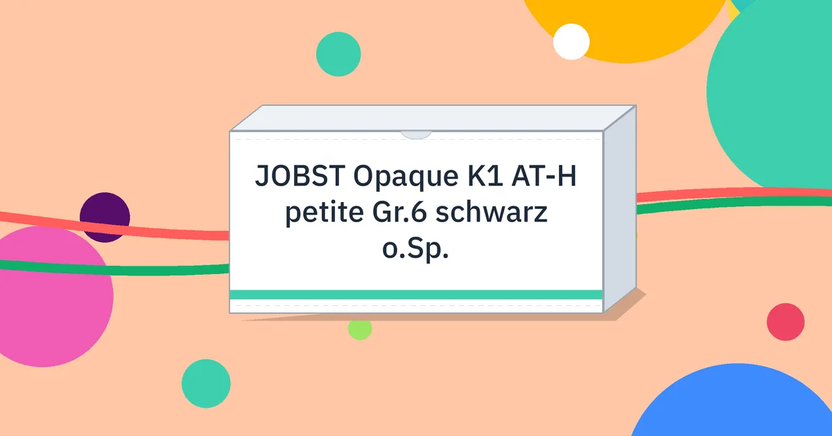 Symbolbild: Packung mit der Aufschrift JOBST Opaque K1 AT-H petite Gr.6 schwarz o.Sp. (PZN 13102506) – Verfügbarkeit und Bezug in Apotheken in Frankfurt am Main