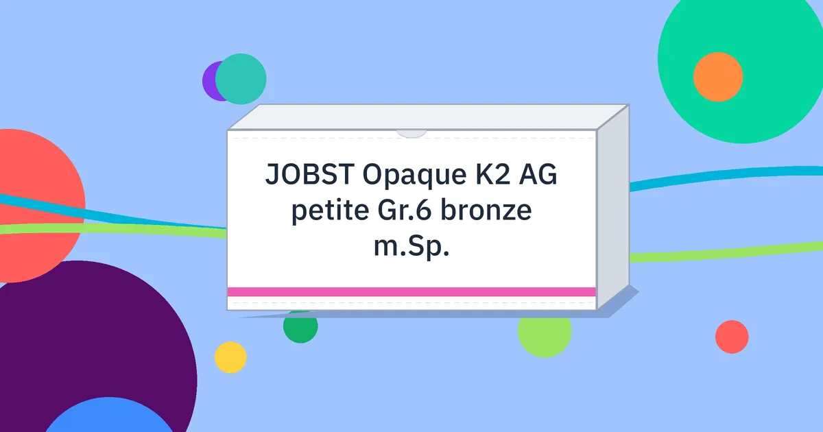Symbolbild: Packung mit der Aufschrift JOBST Opaque K2 AG petite Gr.6 bronze m.Sp. (PZN 13111787) – Verfügbarkeit und Bezug in Apotheken in Frankfurt am Main