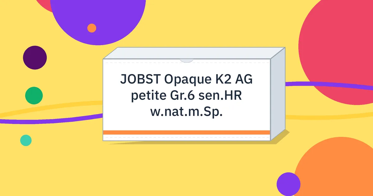 Symbolbild: Packung mit der Aufschrift JOBST Opaque K2 AG petite Gr.6 sen.HR w.nat.m.Sp. (PZN 11256990) – Verfügbarkeit und Bezug in Apotheken in Frankfurt am Main