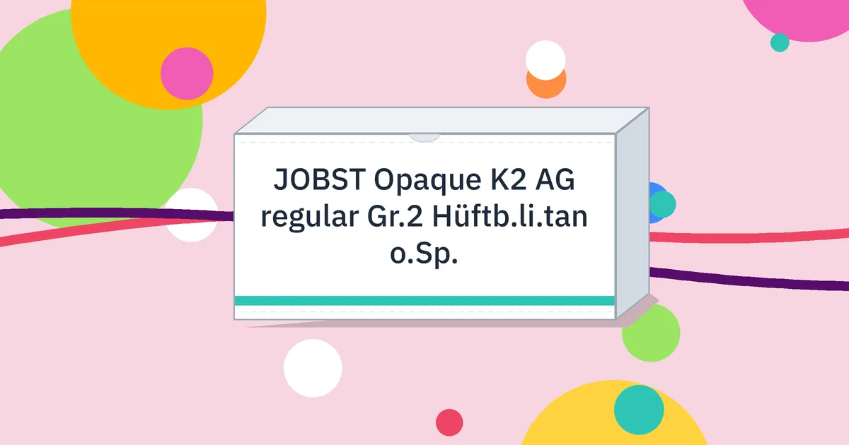 Symbolbild: Packung mit der Aufschrift JOBST Opaque K2 AG regular Gr.2 Hüftb.li.tan o.Sp. (PZN 16287009) – Verfügbarkeit und Bezug in Apotheken in Frankfurt am Main