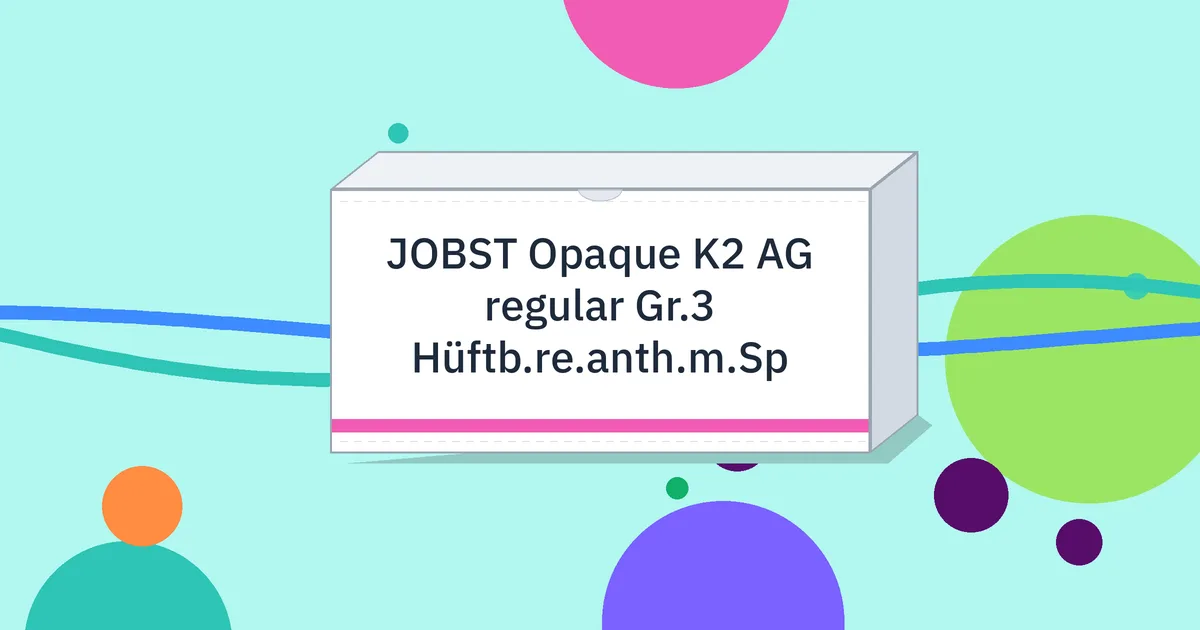 Symbolbild: Packung mit der Aufschrift JOBST Opaque K2 AG regular Gr.3 Hüftb.re.anth.m.Sp (PZN 16287707) – Verfügbarkeit und Bezug in Apotheken in Frankfurt am Main