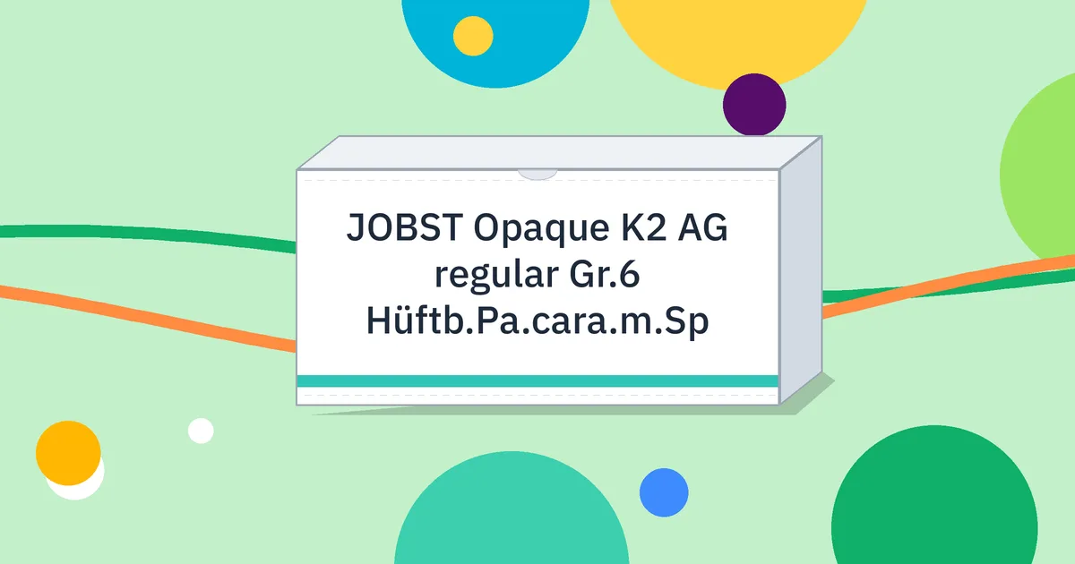 Symbolbild: Packung mit der Aufschrift JOBST Opaque K2 AG regular Gr.6 Hüftb.Pa.cara.m.Sp (PZN 13116454) – Verfügbarkeit und Bezug in Apotheken in Frankfurt am Main