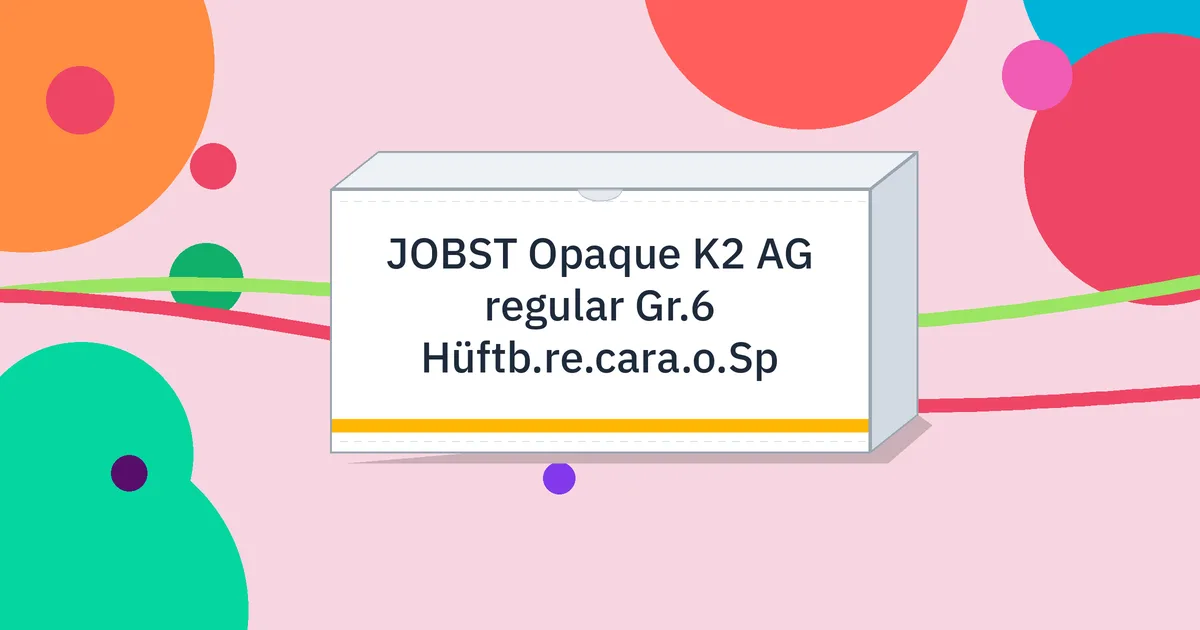 Symbolbild: Packung mit der Aufschrift JOBST Opaque K2 AG regular Gr.6 Hüftb.re.cara.o.Sp (PZN 13117560) – Verfügbarkeit und Bezug in Apotheken in Frankfurt am Main