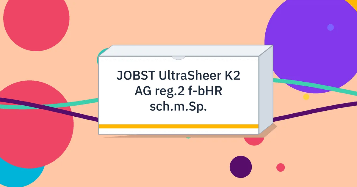 Symbolbild: Packung mit der Aufschrift JOBST UltraSheer K2 AG reg.2 f-bHR sch.m.Sp. (PZN 10725230) – Verfügbarkeit und Bezug in Apotheken in Frankfurt am Main