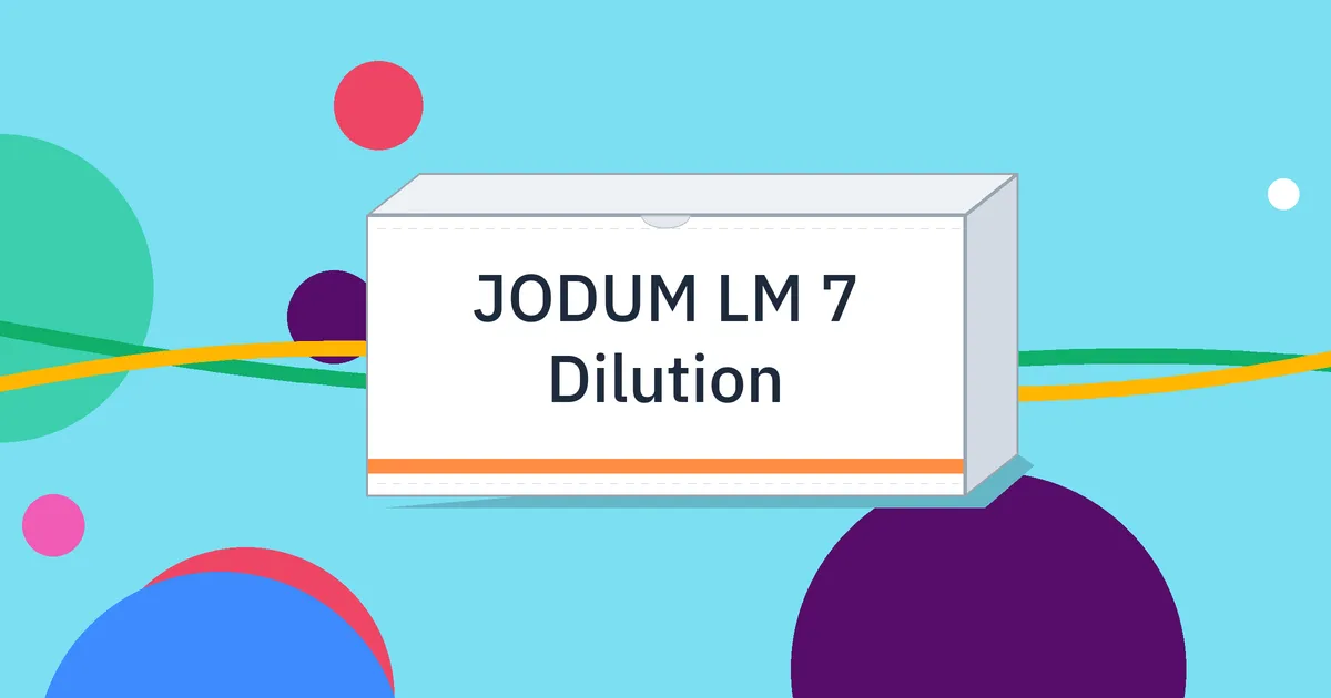 Symbolbild: Packung mit der Aufschrift JODUM LM 7 Dilution (PZN 12915638) – Verfügbarkeit und Bezug in Apotheken in Frankfurt am Main