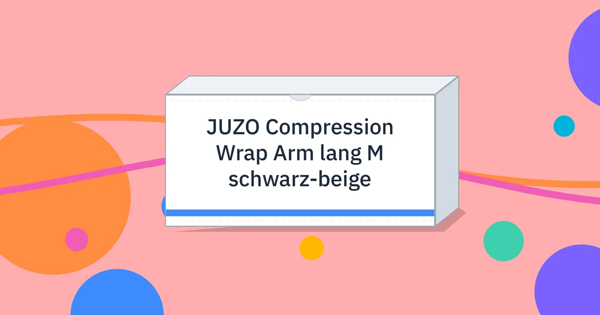 Symbolbild: Packung mit der Aufschrift JUZO Compression Wrap Arm lang M schwarz-beige (PZN 16143658) – Verfügbarkeit und Bezug in Apotheken in Frankfurt am Main