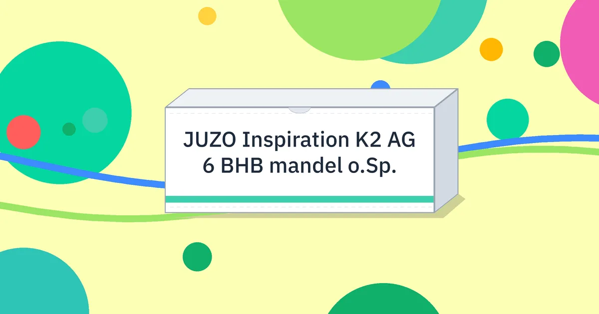 Symbolbild: Packung mit der Aufschrift JUZO Inspiration K2 AG 6 BHB mandel o.Sp. (PZN 14833689) – Verfügbarkeit und Bezug in Apotheken in Frankfurt am Main