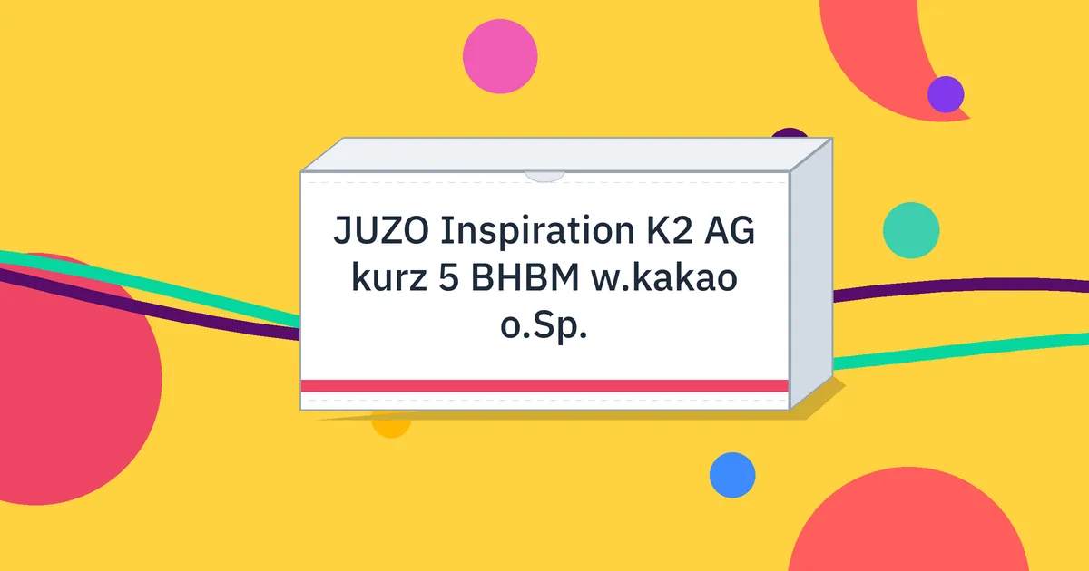 Symbolbild: Packung mit der Aufschrift JUZO Inspiration K2 AG kurz 5 BHBM w.kakao o.Sp. (PZN 14885611) – Verfügbarkeit und Bezug in Apotheken in Frankfurt am Main