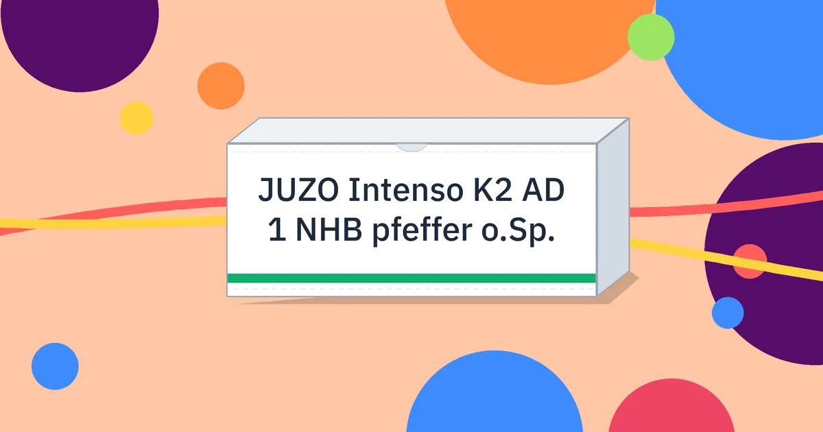 Symbolbild: Packung mit der Aufschrift JUZO Intenso K2 AD 1 NHB pfeffer o.Sp. (PZN 18620163) – Verfügbarkeit und Bezug in Apotheken in Frankfurt am Main