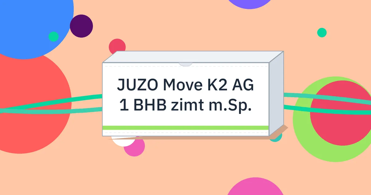 Symbolbild: Packung mit der Aufschrift JUZO Move K2 AG 1 BHB zimt m.Sp. (PZN 18524181) – Verfügbarkeit und Bezug in Apotheken in Frankfurt am Main