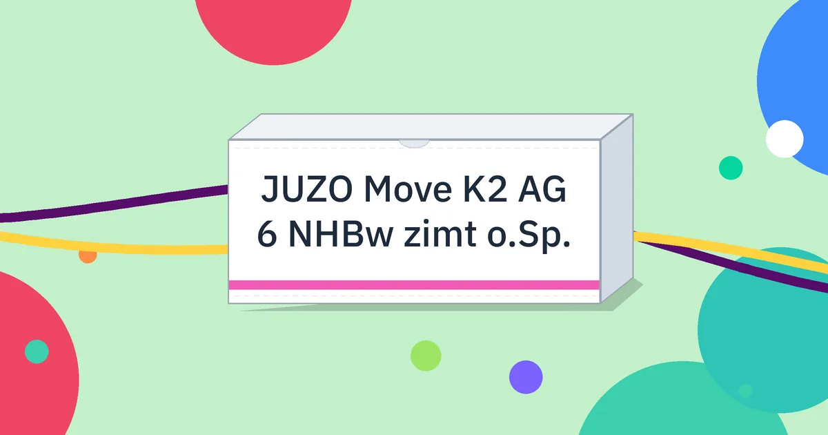 Symbolbild: Packung mit der Aufschrift JUZO Move K2 AG 6 NHBw zimt o.Sp. (PZN 18525097) – Verfügbarkeit und Bezug in Apotheken in Frankfurt am Main