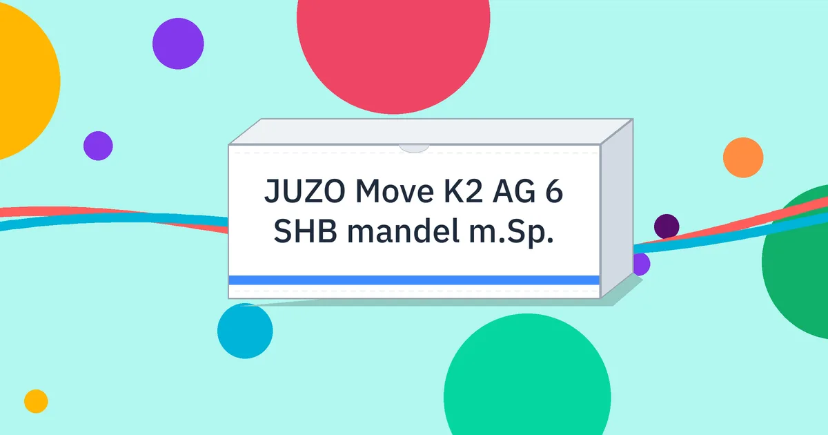 Symbolbild: Packung mit der Aufschrift JUZO Move K2 AG 6 SHB mandel m.Sp. (PZN 16651188) – Verfügbarkeit und Bezug in Apotheken in Frankfurt am Main