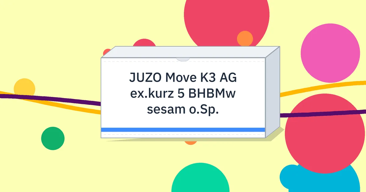 Symbolbild: Packung mit der Aufschrift JUZO Move K3 AG ex.kurz 5 BHBMw sesam o.Sp. (PZN 18586288) – Verfügbarkeit und Bezug in Apotheken in Frankfurt am Main