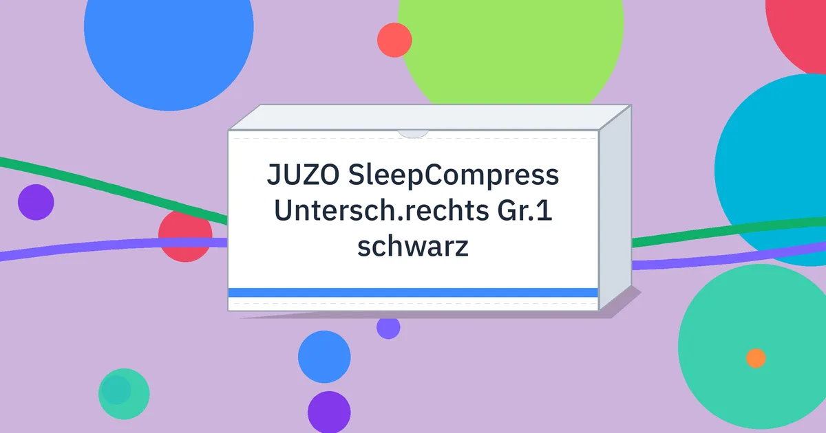 Symbolbild: Packung mit der Aufschrift JUZO SleepCompress Untersch.rechts Gr.1 schwarz (PZN 19622508) – Verfügbarkeit und Bezug in Apotheken in Frankfurt am Main
