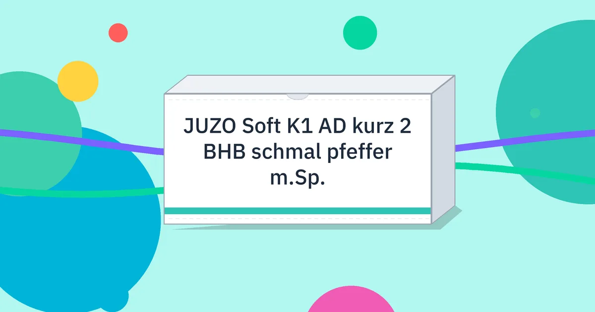 Symbolbild: Packung mit der Aufschrift JUZO Soft K1 AD kurz 2 BHB schmal pfeffer m.Sp. (PZN 15461497) – Verfügbarkeit und Bezug in Apotheken in Frankfurt am Main