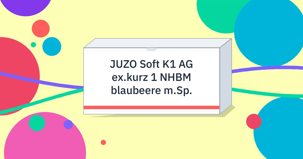 Symbolbild: Packung mit der Aufschrift JUZO Soft K1 AG ex.kurz 1 NHBM blaubeere m.Sp. (PZN 15016774) – Verfügbarkeit und Bezug in Apotheken in Frankfurt am Main