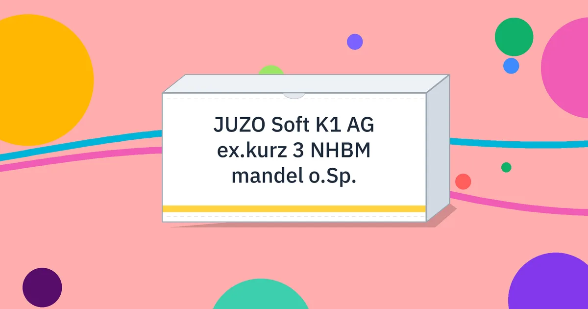 Symbolbild: Packung mit der Aufschrift JUZO Soft K1 AG ex.kurz 3 NHBM mandel o.Sp. (PZN 15000661) – Verfügbarkeit und Bezug in Apotheken in Frankfurt am Main
