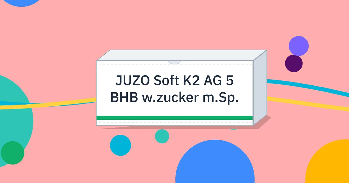 Symbolbild: Packung mit der Aufschrift JUZO Soft K2 AG 5 BHB w.zucker m.Sp. (PZN 14840502) – Verfügbarkeit und Bezug in Apotheken in Frankfurt am Main