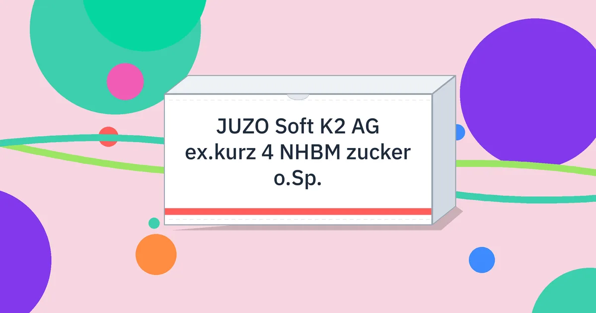 Symbolbild: Packung mit der Aufschrift JUZO Soft K2 AG ex.kurz 4 NHBM zucker o.Sp. (PZN 15022220) – Verfügbarkeit und Bezug in Apotheken in Frankfurt am Main