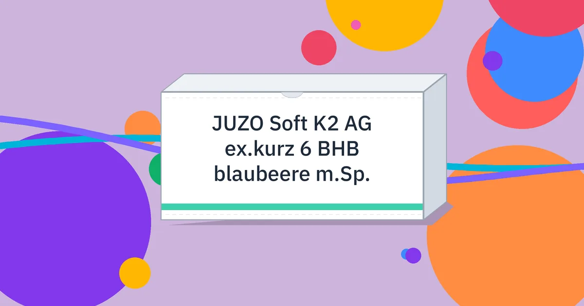 Symbolbild: Packung mit der Aufschrift JUZO Soft K2 AG ex.kurz 6 BHB blaubeere m.Sp. (PZN 14827625) – Verfügbarkeit und Bezug in Apotheken in Frankfurt am Main