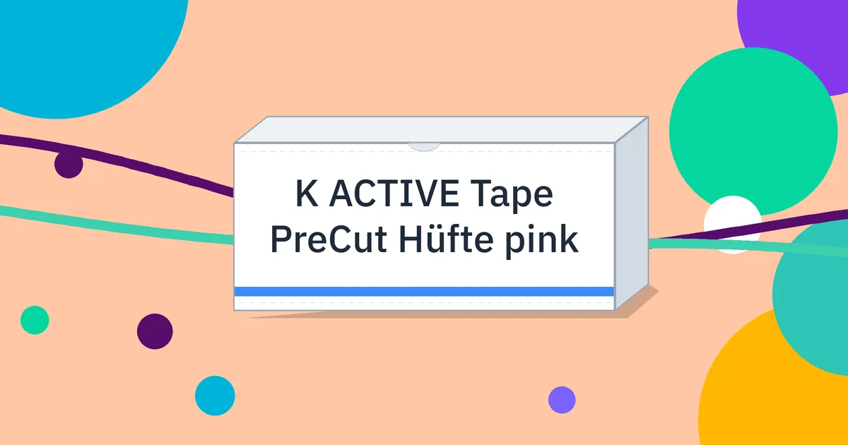 Symbolbild: Packung mit der Aufschrift K ACTIVE Tape PreCut Hüfte pink (PZN 06936470) – Verfügbarkeit und Bezug in Apotheken in Frankfurt am Main