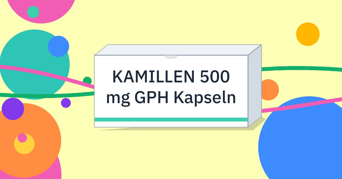 Symbolbild: Packung mit der Aufschrift KAMILLEN 500 mg GPH Kapseln (PZN 05530688) – Verfügbarkeit und Bezug in Apotheken in Frankfurt am Main