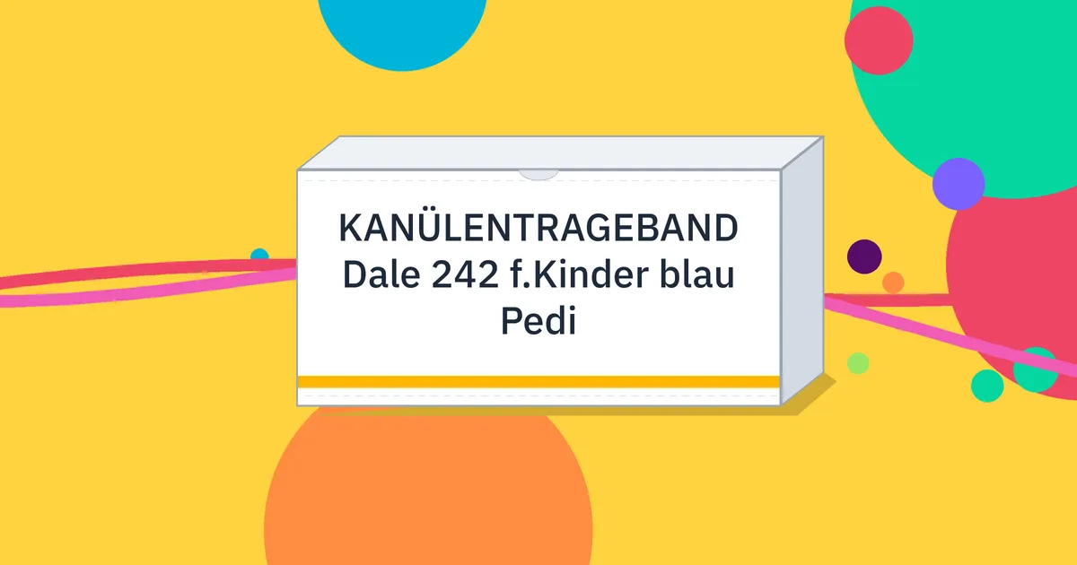 Symbolbild: Packung mit der Aufschrift KANÜLENTRAGEBAND Dale 242 f.Kinder blau Pedi (PZN 18303132) – Verfügbarkeit und Bezug in Apotheken in Frankfurt am Main