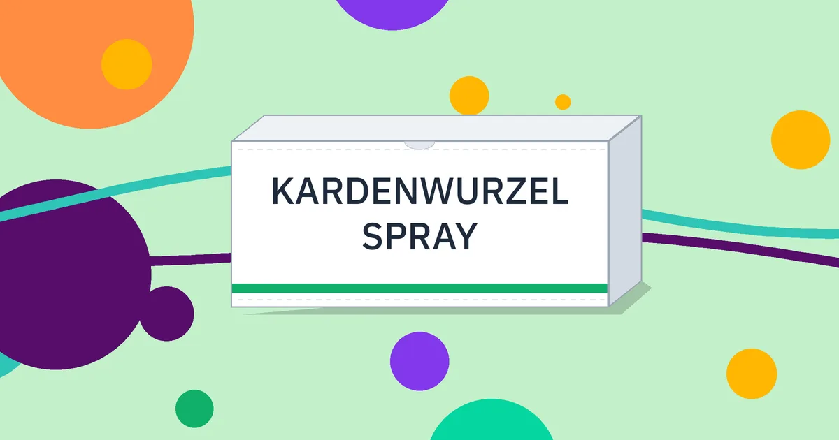 Symbolbild: Packung mit der Aufschrift KARDENWURZEL SPRAY (PZN 11712904) – Verfügbarkeit und Bezug in Apotheken in Frankfurt am Main
