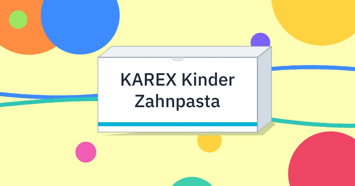 Symbolbild: Packung mit der Aufschrift KAREX Kinder Zahnpasta (PZN 14299617) – Verfügbarkeit und Bezug in Apotheken in Frankfurt am Main