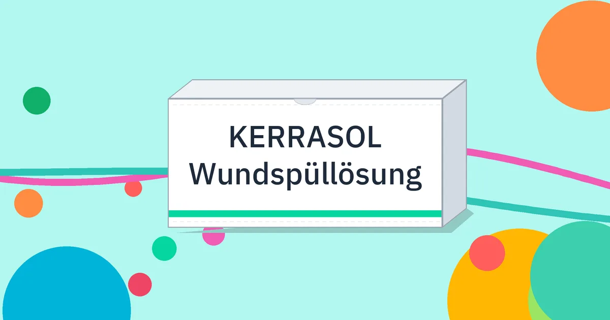 Symbolbild: Packung mit der Aufschrift KERRASOL Wundspüllösung (PZN 16576794) – Verfügbarkeit und Bezug in Apotheken in Frankfurt am Main