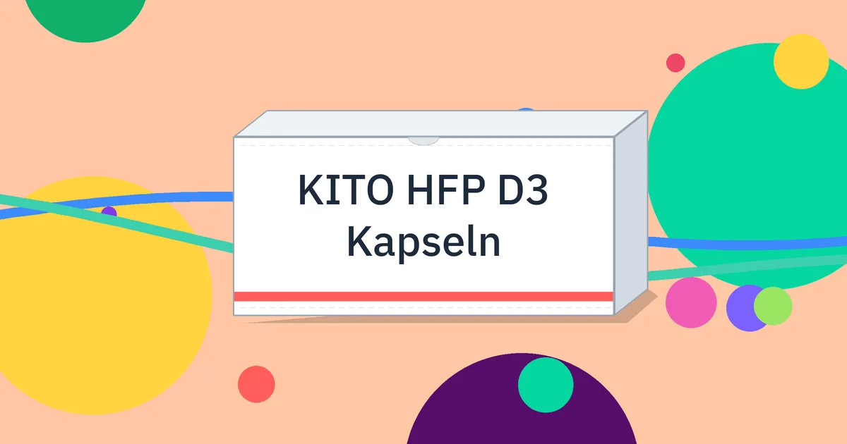 Symbolbild: Packung mit der Aufschrift KITO HFP D3 Kapseln (PZN 13332933) – Verfügbarkeit und Bezug in Apotheken in Frankfurt am Main