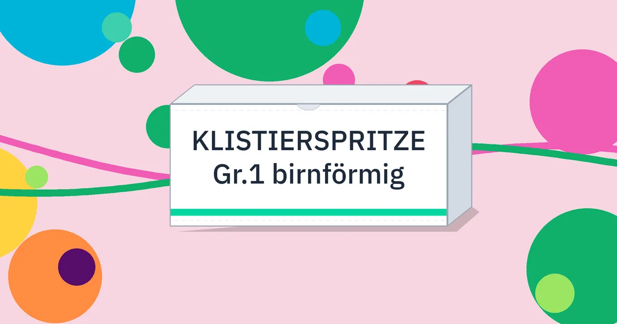 Symbolbild: Packung mit der Aufschrift KLISTIERSPRITZE Gr.1 birnförmig (PZN 01730999) – Verfügbarkeit und Bezug in Apotheken in Frankfurt am Main