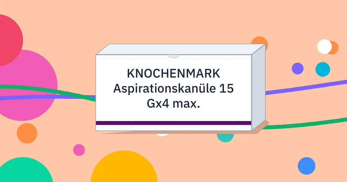 Symbolbild: Packung mit der Aufschrift KNOCHENMARK Aspirationskanüle 15 Gx4 max. (PZN 04503353) – Verfügbarkeit und Bezug in Apotheken in Frankfurt am Main