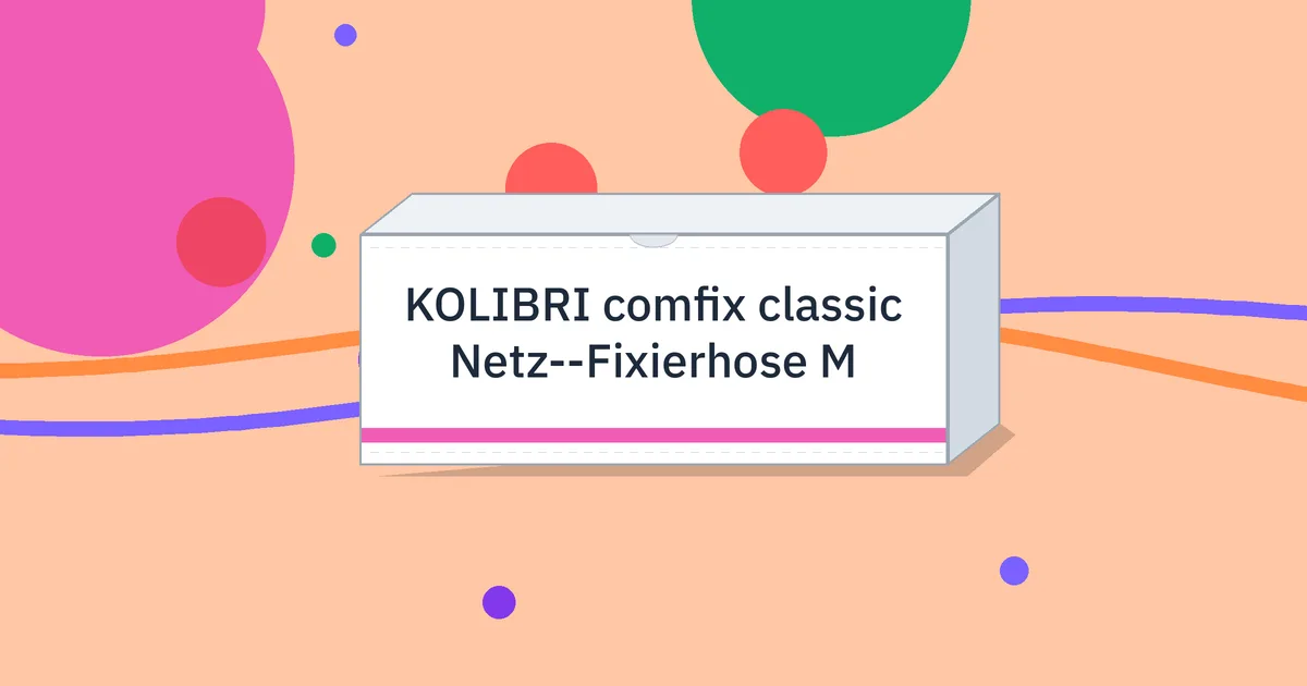 Symbolbild: Packung mit der Aufschrift KOLIBRI comfix classic Netz--Fixierhose M (PZN 12498301) – Verfügbarkeit und Bezug in Apotheken in Frankfurt am Main