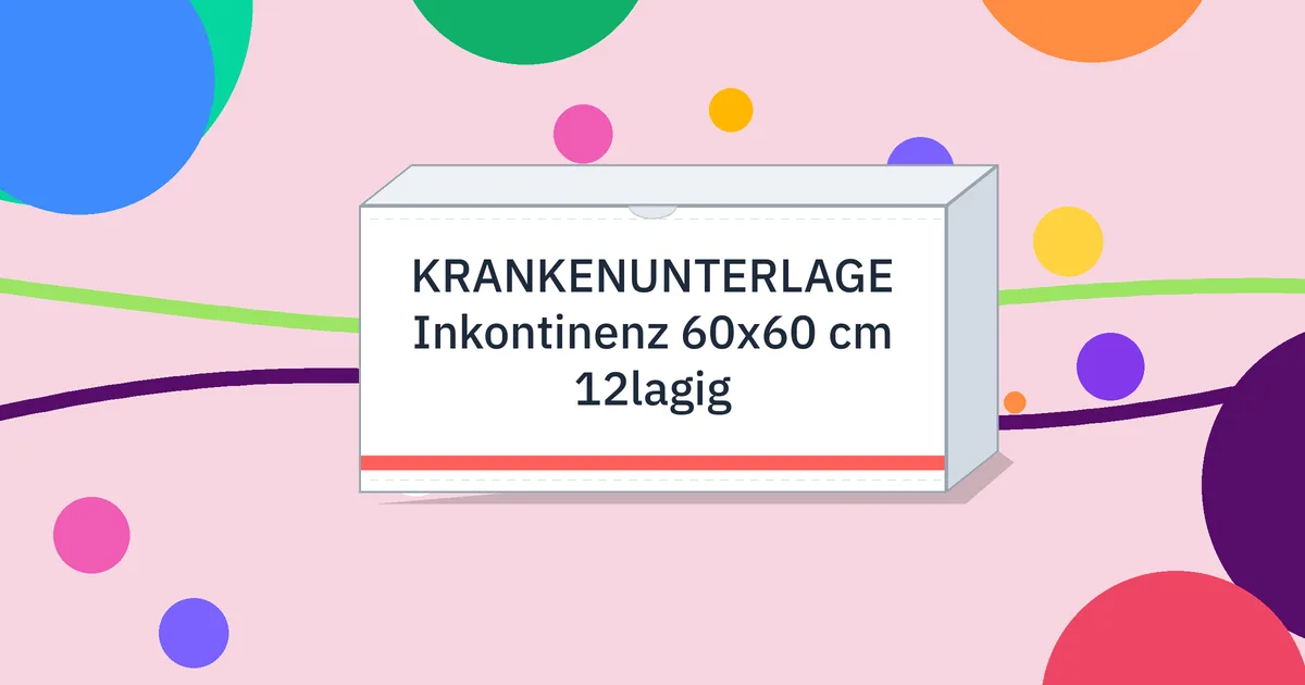 Symbolbild: Packung mit der Aufschrift KRANKENUNTERLAGE Inkontinenz 60x60 cm 12lagig (PZN 10788058) – Verfügbarkeit und Bezug in Apotheken in Frankfurt am Main