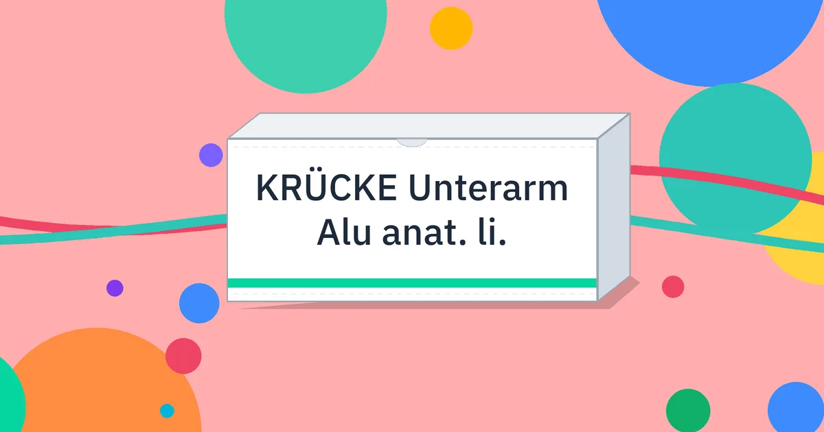 Symbolbild: Packung mit der Aufschrift KRÜCKE Unterarm Alu anat. li. (PZN 03375752) – Verfügbarkeit und Bezug in Apotheken in Frankfurt am Main