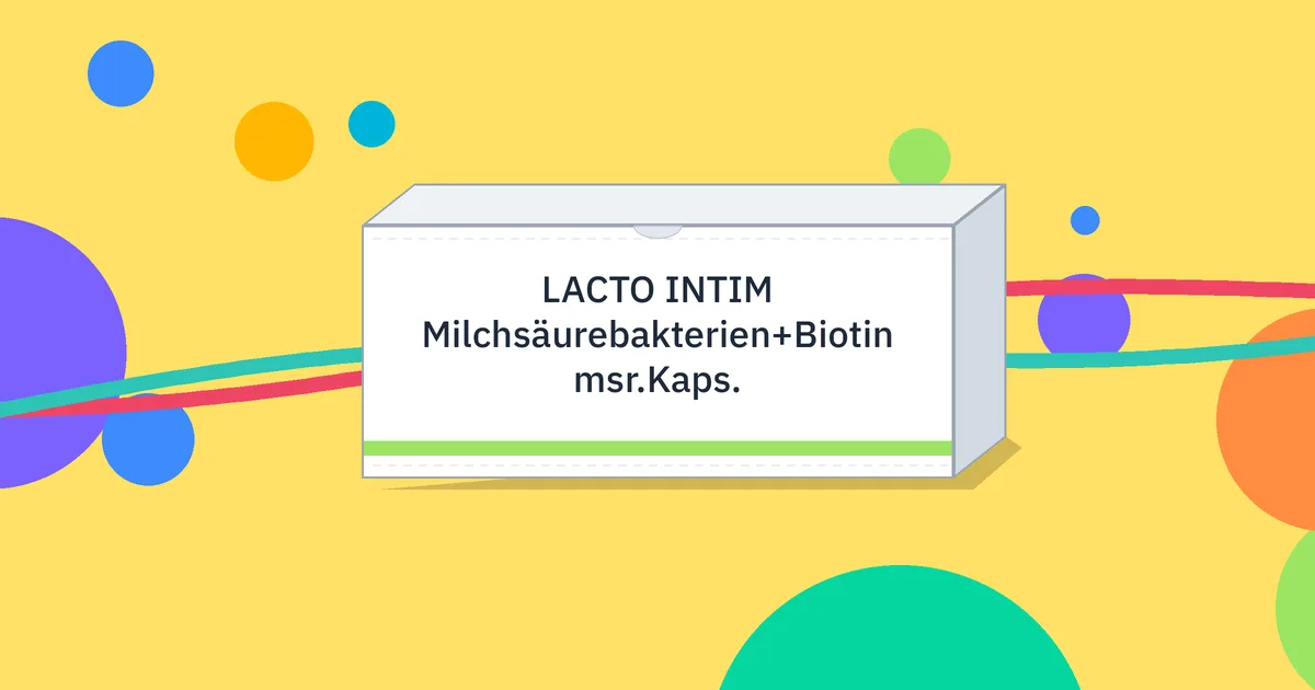 Symbolbild: Packung mit der Aufschrift LACTO INTIM Milchsäurebakterien+Biotin msr.Kaps. (PZN 19200948) – Verfügbarkeit und Bezug in Apotheken in Frankfurt am Main