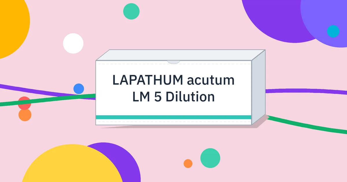 Symbolbild: Packung mit der Aufschrift LAPATHUM acutum LM 5 Dilution (PZN 13522591) – Verfügbarkeit und Bezug in Apotheken in Frankfurt am Main