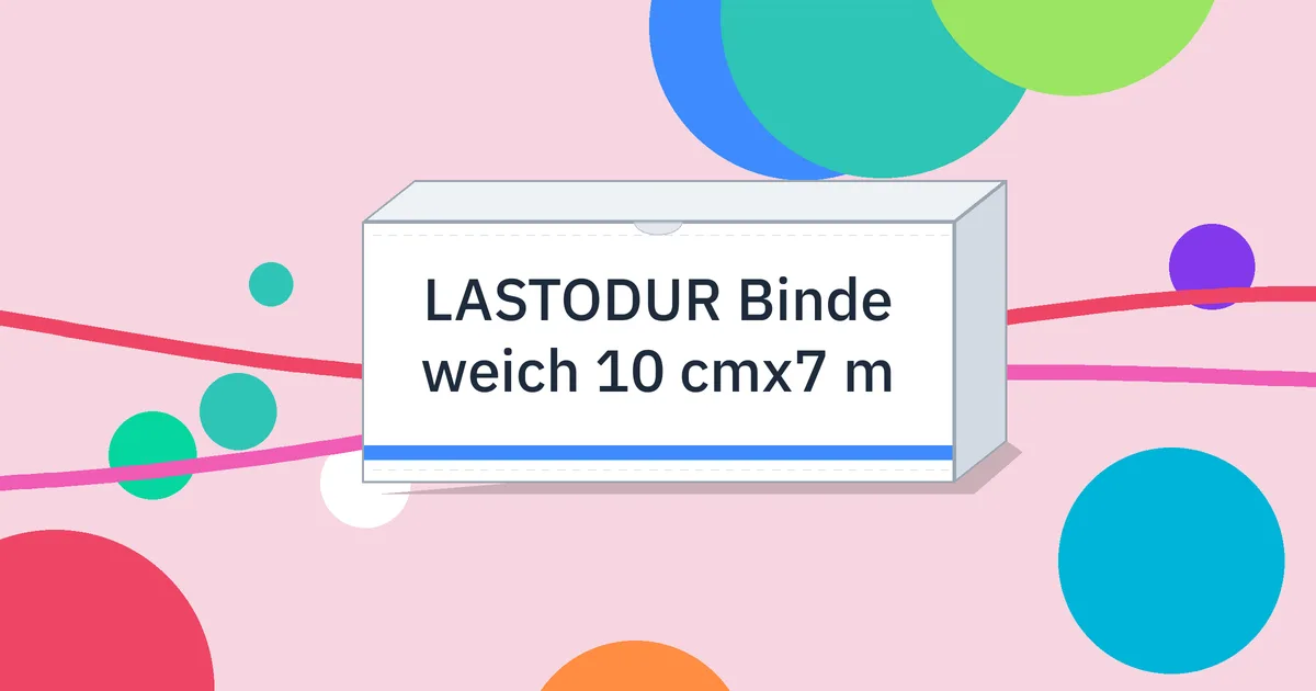 Symbolbild: Packung mit der Aufschrift LASTODUR Binde weich 10 cmx7 m (PZN 13744541) – Verfügbarkeit und Bezug in Apotheken in Frankfurt am Main