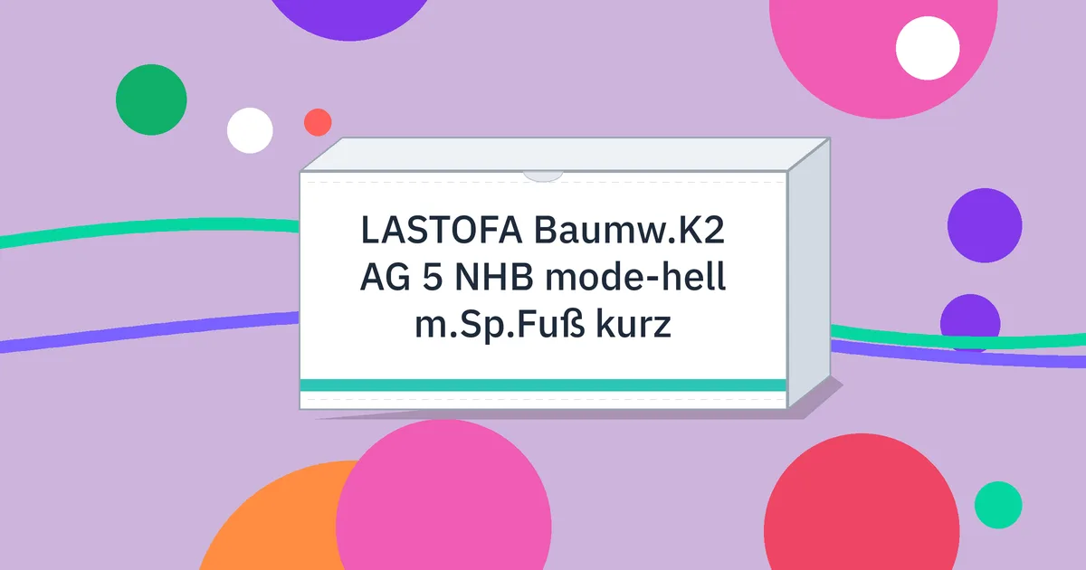 Symbolbild: Packung mit der Aufschrift LASTOFA Baumw.K2 AG 5 NHB mode-hell m.Sp.Fuß kurz (PZN 01947196) – Verfügbarkeit und Bezug in Apotheken in Frankfurt am Main