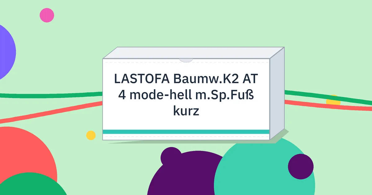 Symbolbild: Packung mit der Aufschrift LASTOFA Baumw.K2 AT 4 mode-hell m.Sp.Fuß kurz (PZN 01950637) – Verfügbarkeit und Bezug in Apotheken in Frankfurt am Main