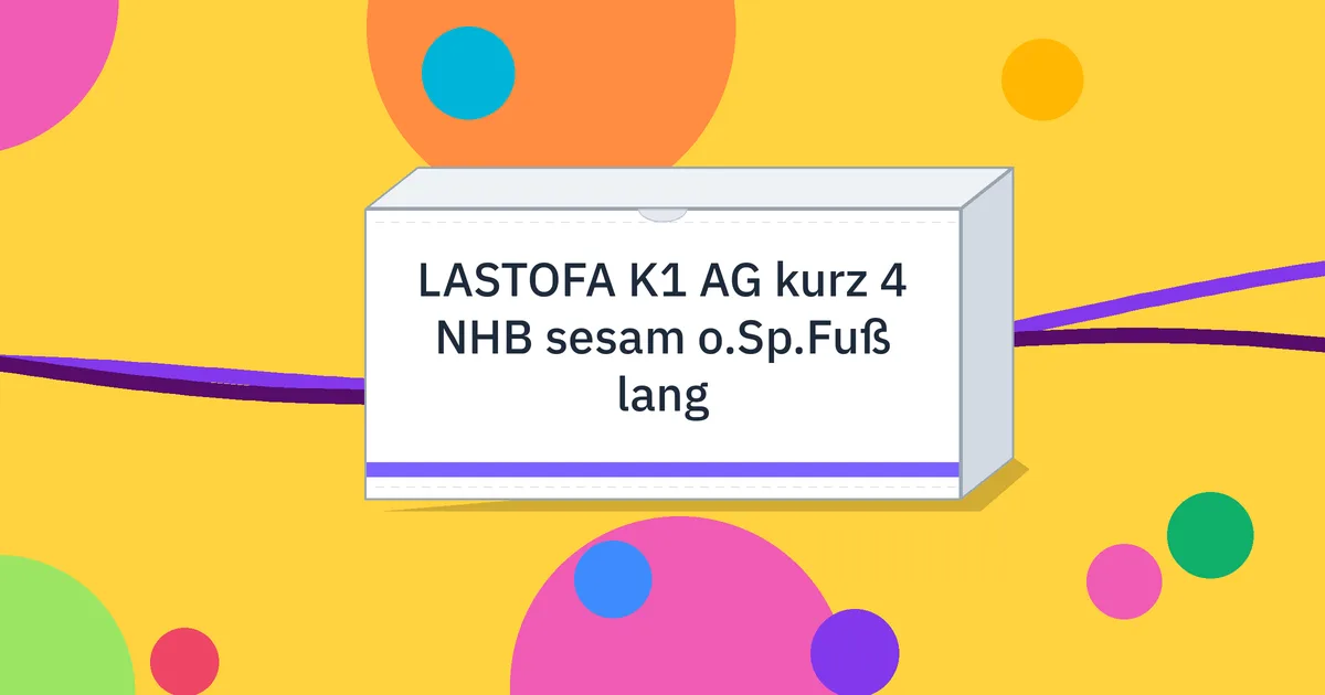 Symbolbild: Packung mit der Aufschrift LASTOFA K1 AG kurz 4 NHB sesam o.Sp.Fuß lang (PZN 14148580) – Verfügbarkeit und Bezug in Apotheken in Frankfurt am Main
