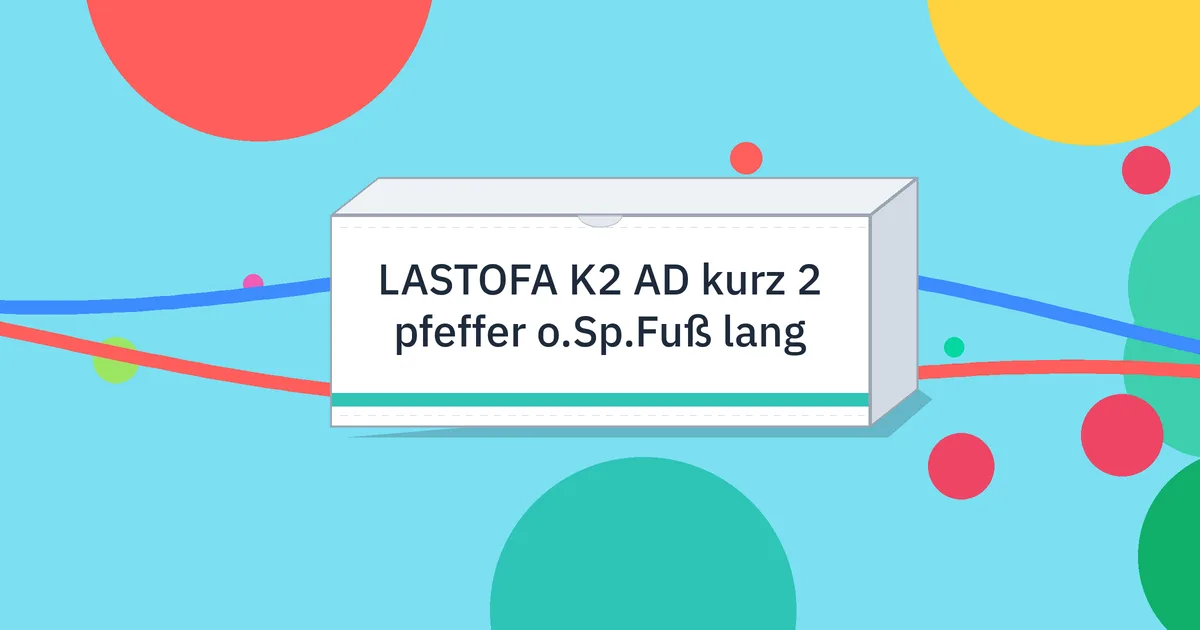 Symbolbild: Packung mit der Aufschrift LASTOFA K2 AD kurz 2 pfeffer o.Sp.Fuß lang (PZN 14147184) – Verfügbarkeit und Bezug in Apotheken in Frankfurt am Main
