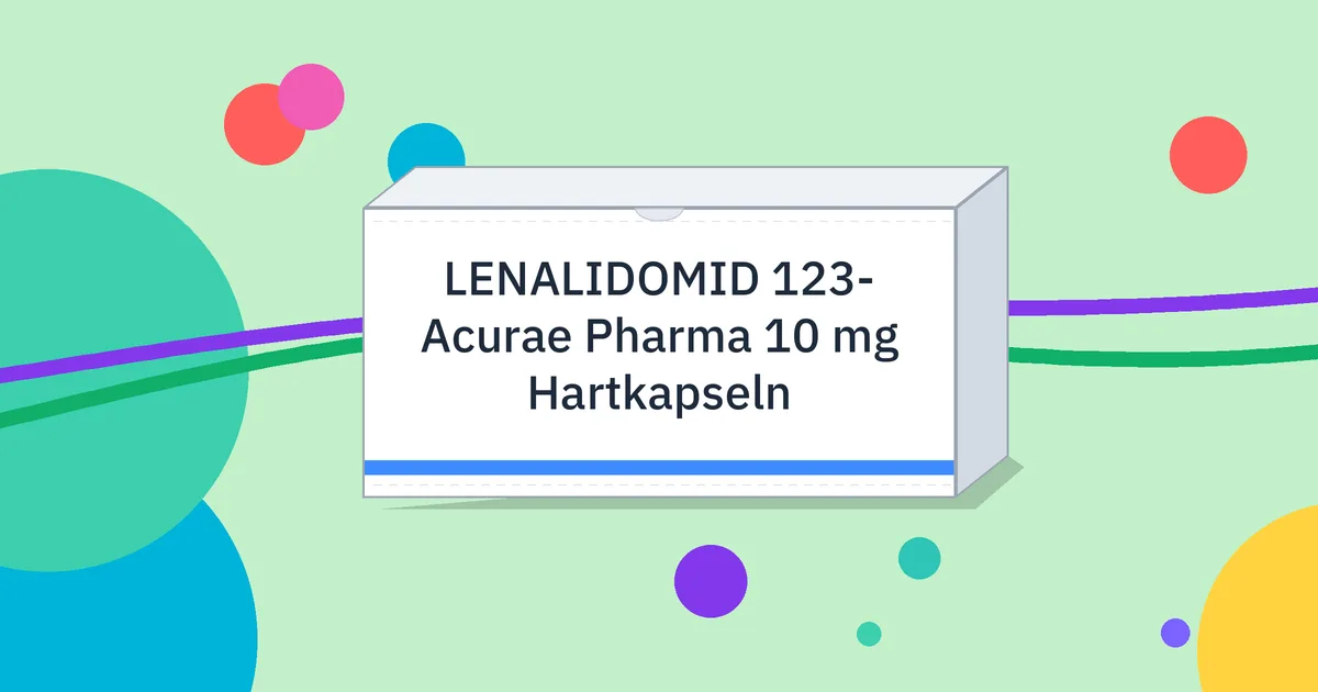 Symbolbild: Packung mit der Aufschrift LENALIDOMID 123-Acurae Pharma 10 mg Hartkapseln (PZN 17612523) – Verfügbarkeit und Bezug in Apotheken in Frankfurt am Main