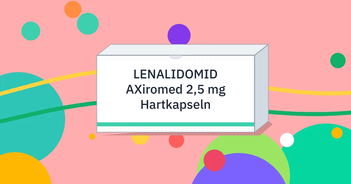 Symbolbild: Packung mit der Aufschrift LENALIDOMID AXiromed 2,5 mg Hartkapseln (PZN 18488781) – Verfügbarkeit und Bezug in Apotheken in Frankfurt am Main