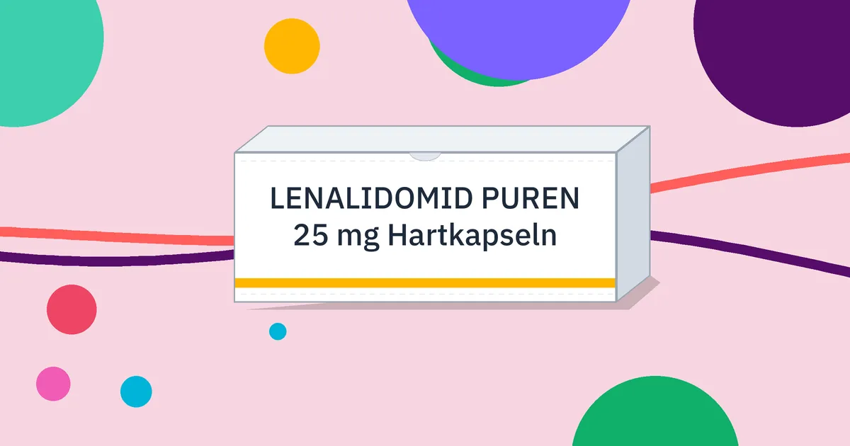 Symbolbild: Packung mit der Aufschrift LENALIDOMID PUREN 25 mg Hartkapseln (PZN 16943229) – Verfügbarkeit und Bezug in Apotheken in Frankfurt am Main