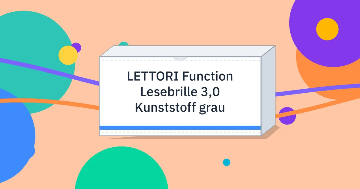 Symbolbild: Packung mit der Aufschrift LETTORI Function Lesebrille 3,0 Kunststoff grau (PZN 11118377) – Verfügbarkeit und Bezug in Apotheken in Frankfurt am Main